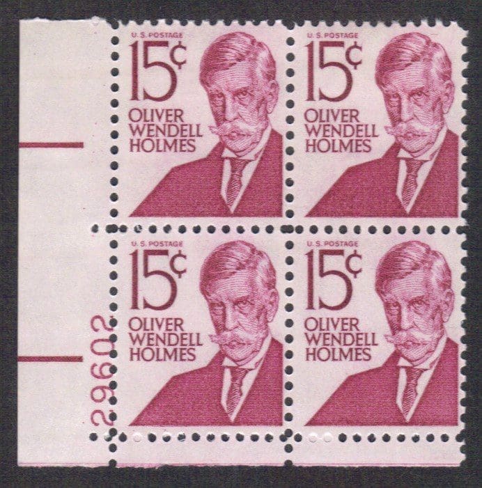 Scott# 1288 "OLIVER W HOLMES - SUPREME COURT JUDGE" MINT PLATE BLOCK (4 ...